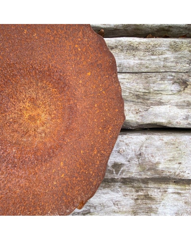 Smuk Rund Planteskål, Vandbassin og Fuglebad i Rustent Jern